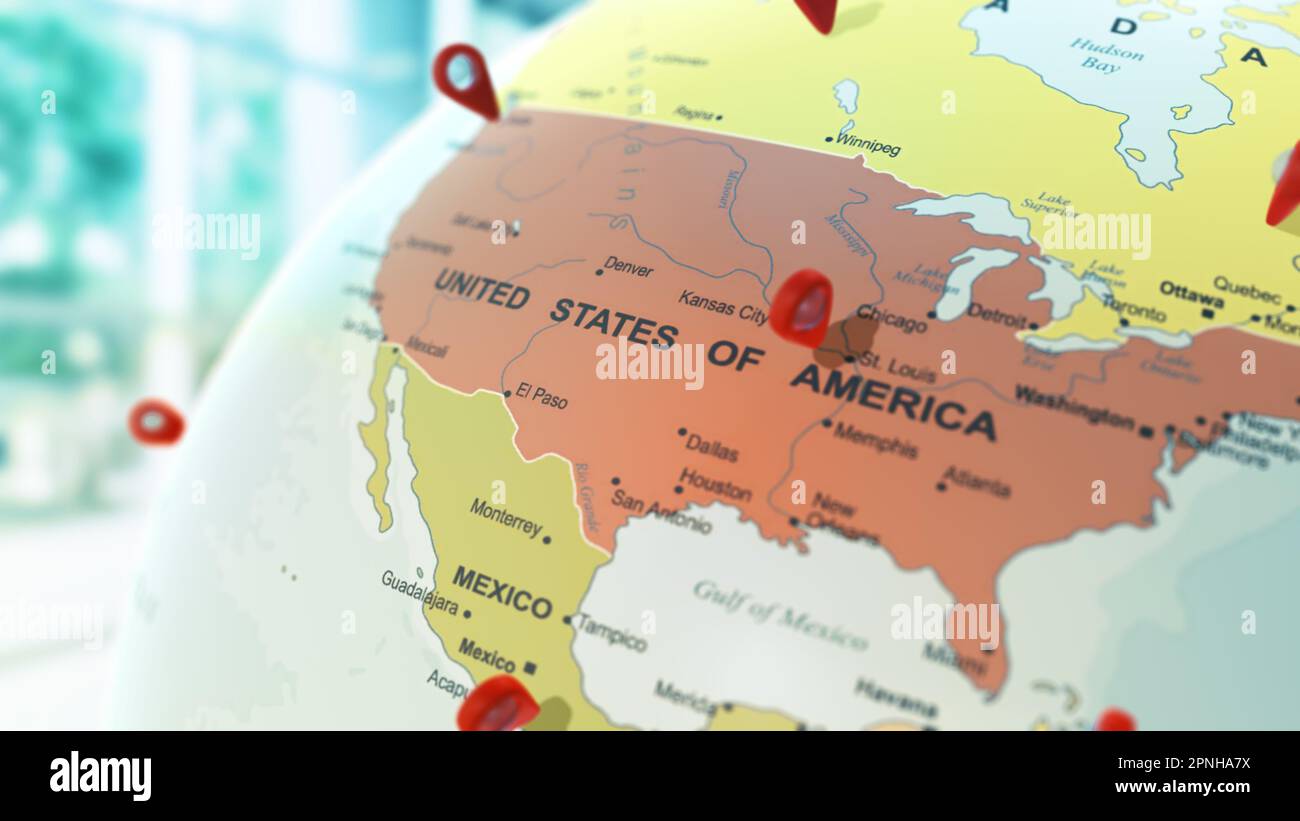 3d earth globe with location points Stock Photo - Alamy