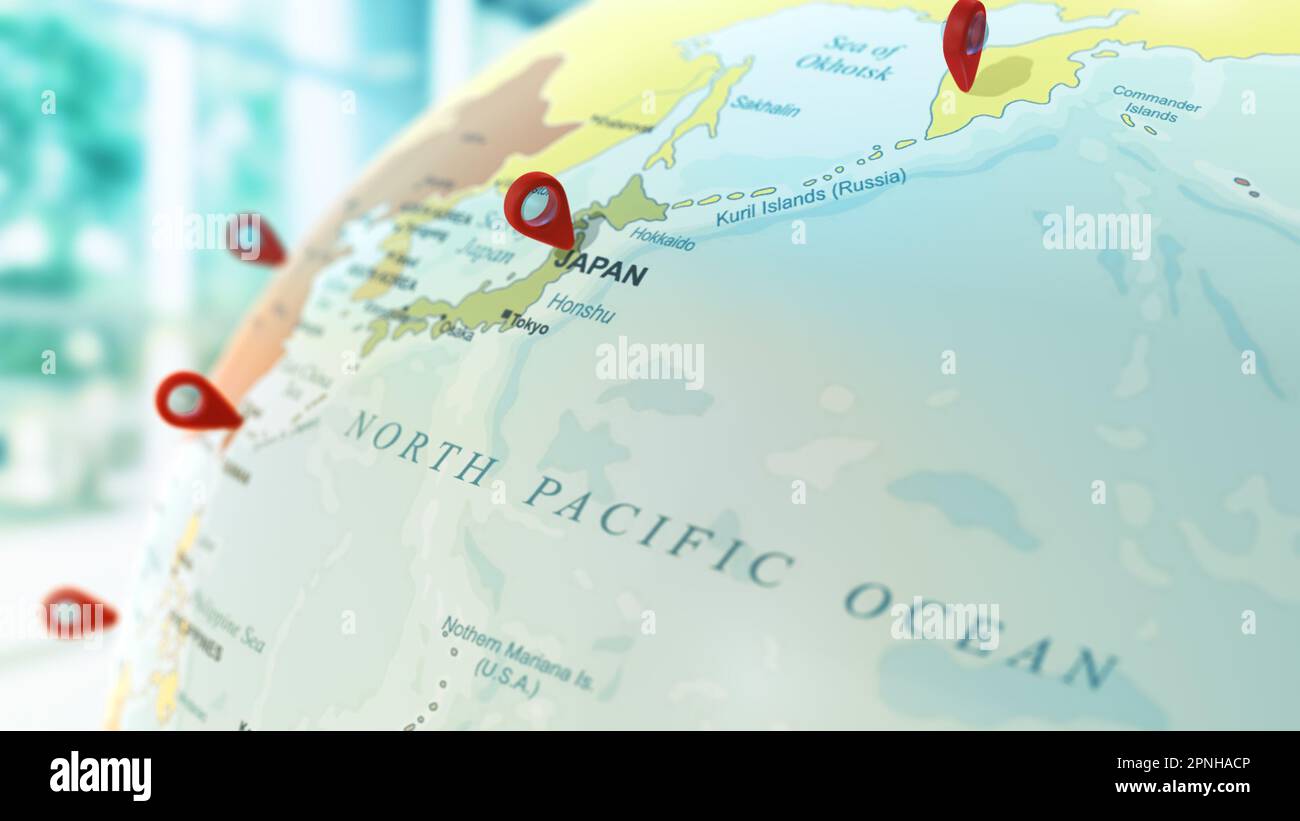 3d earth globe with location points Stock Photo - Alamy