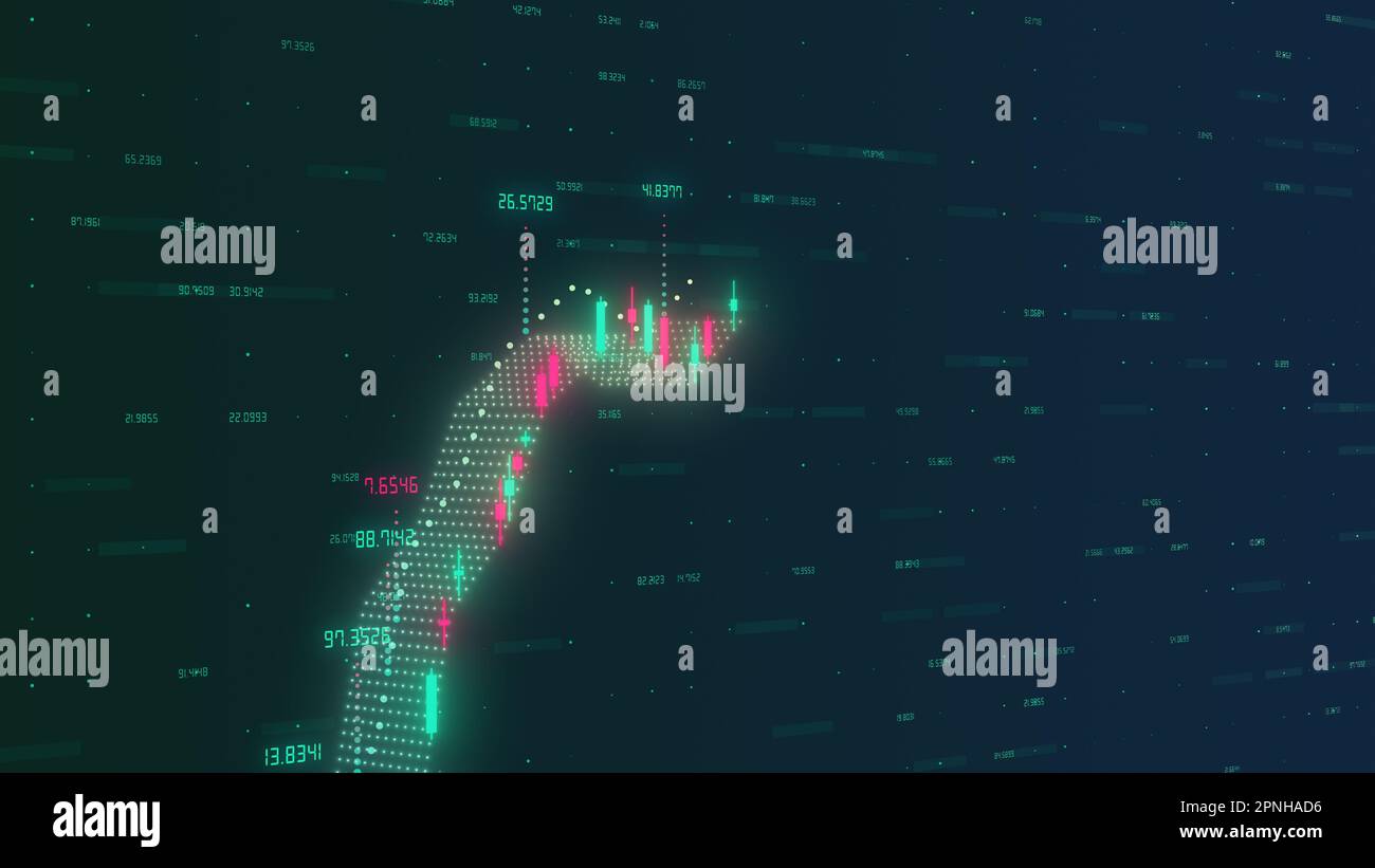 Stock market or trading chart and candlesticks showing a rising uptrend ...