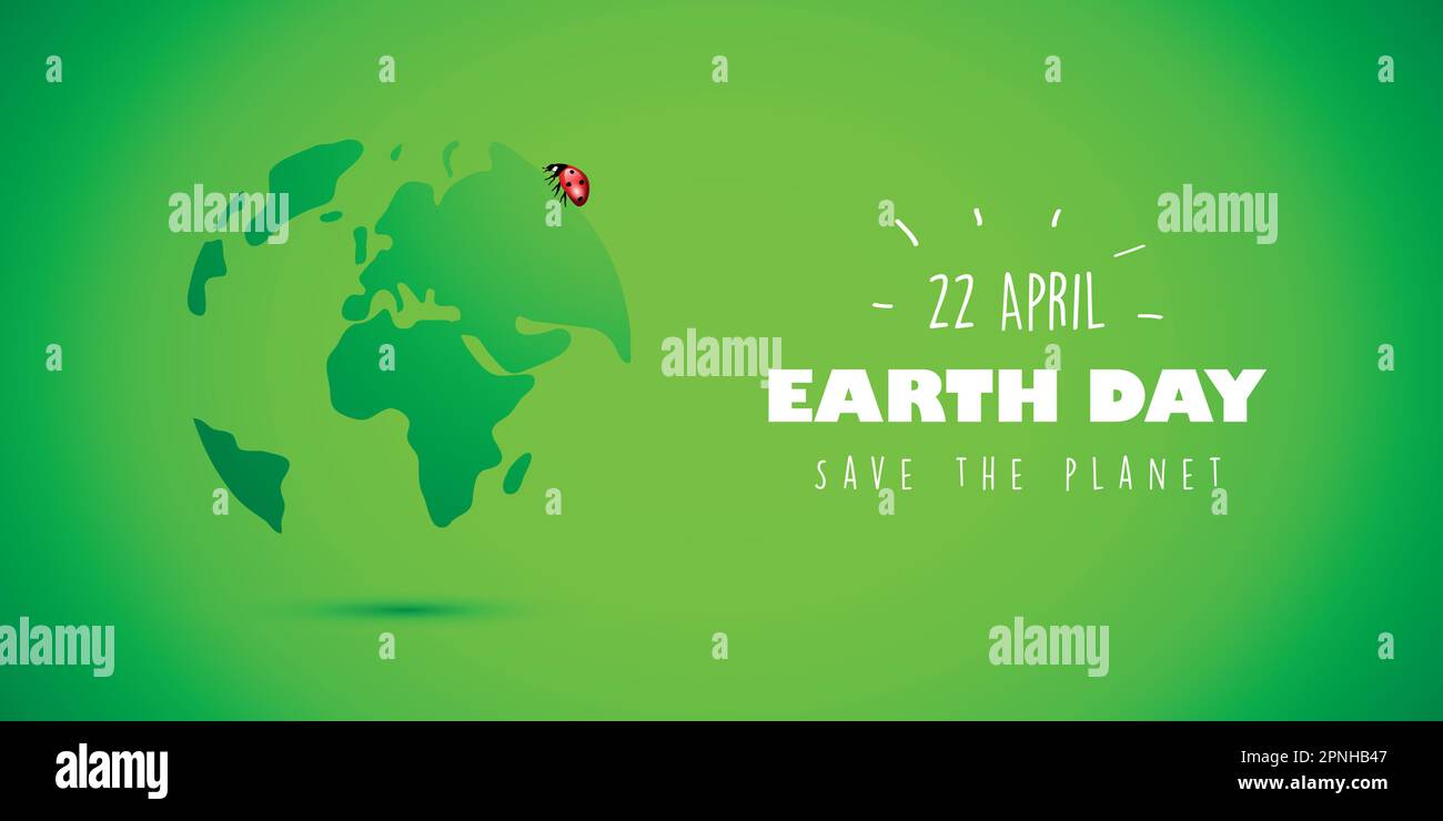 happy earth day 22 april save the planet concept with ladybug Stock ...