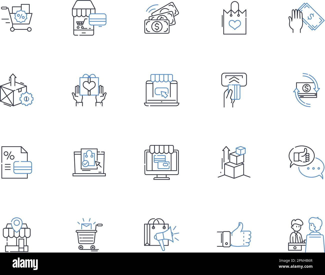 A retail expedition line icons collection. Bargain, Shopping, Discounts ...