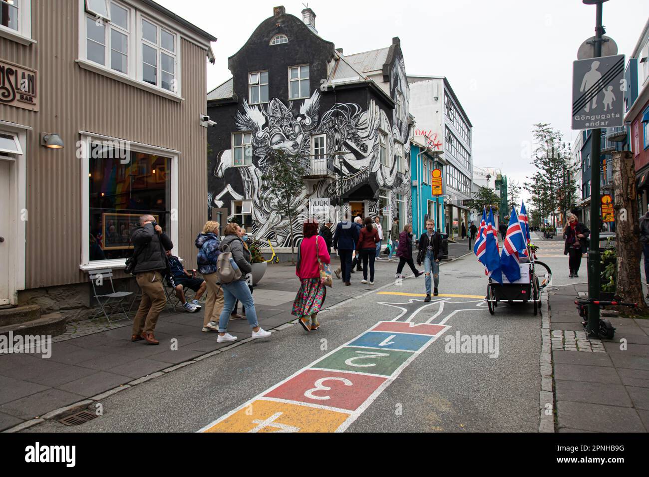 Reykjavík, Iceland - September 2021: Popular main pedestrian street ...
