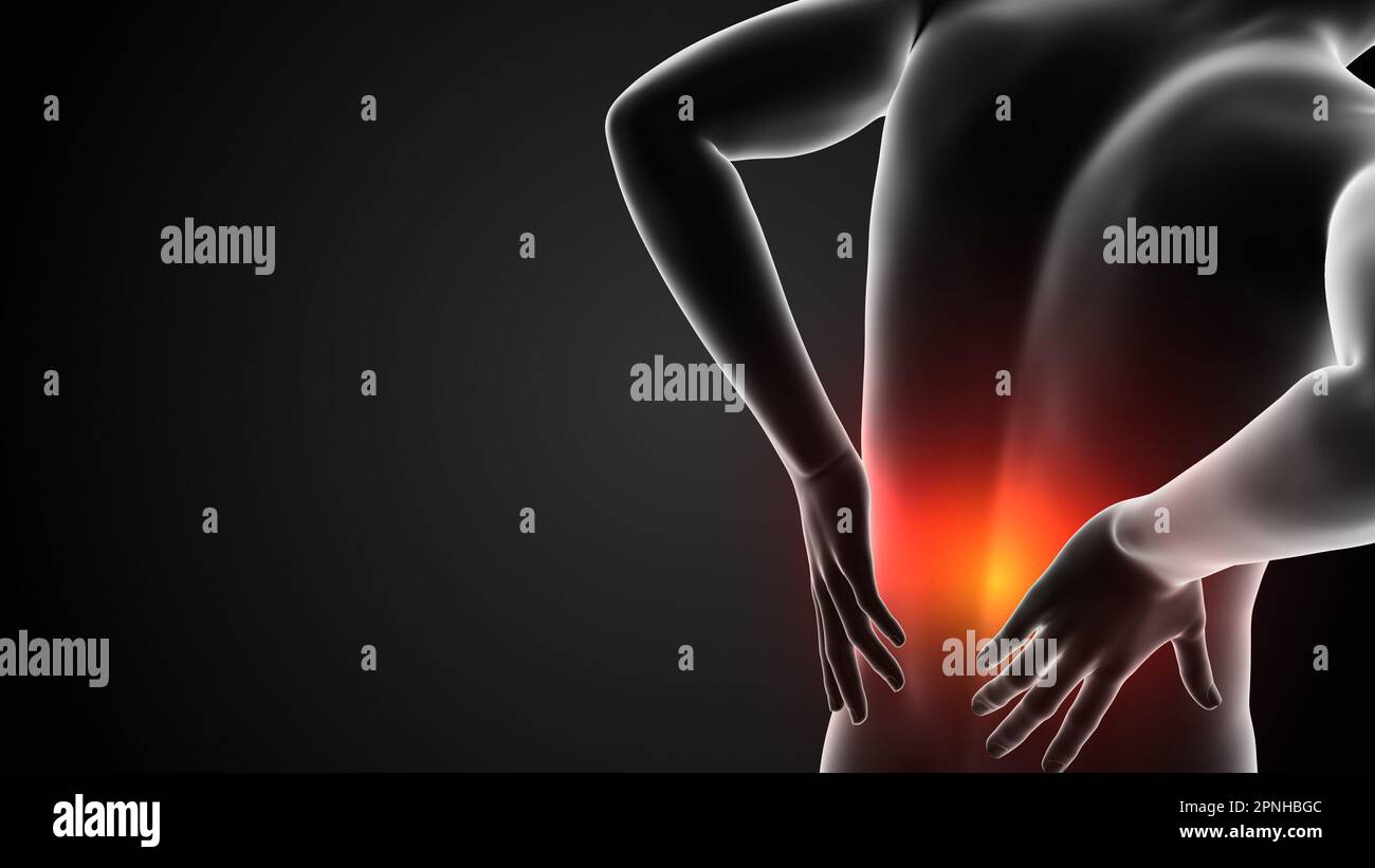 Human holding back due to back pain Stock Photo - Alamy