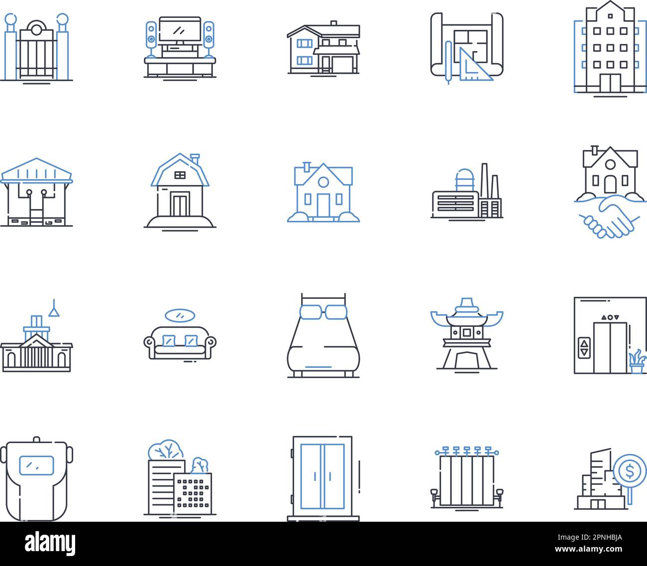 College campus development line icons collection. Renovation ...