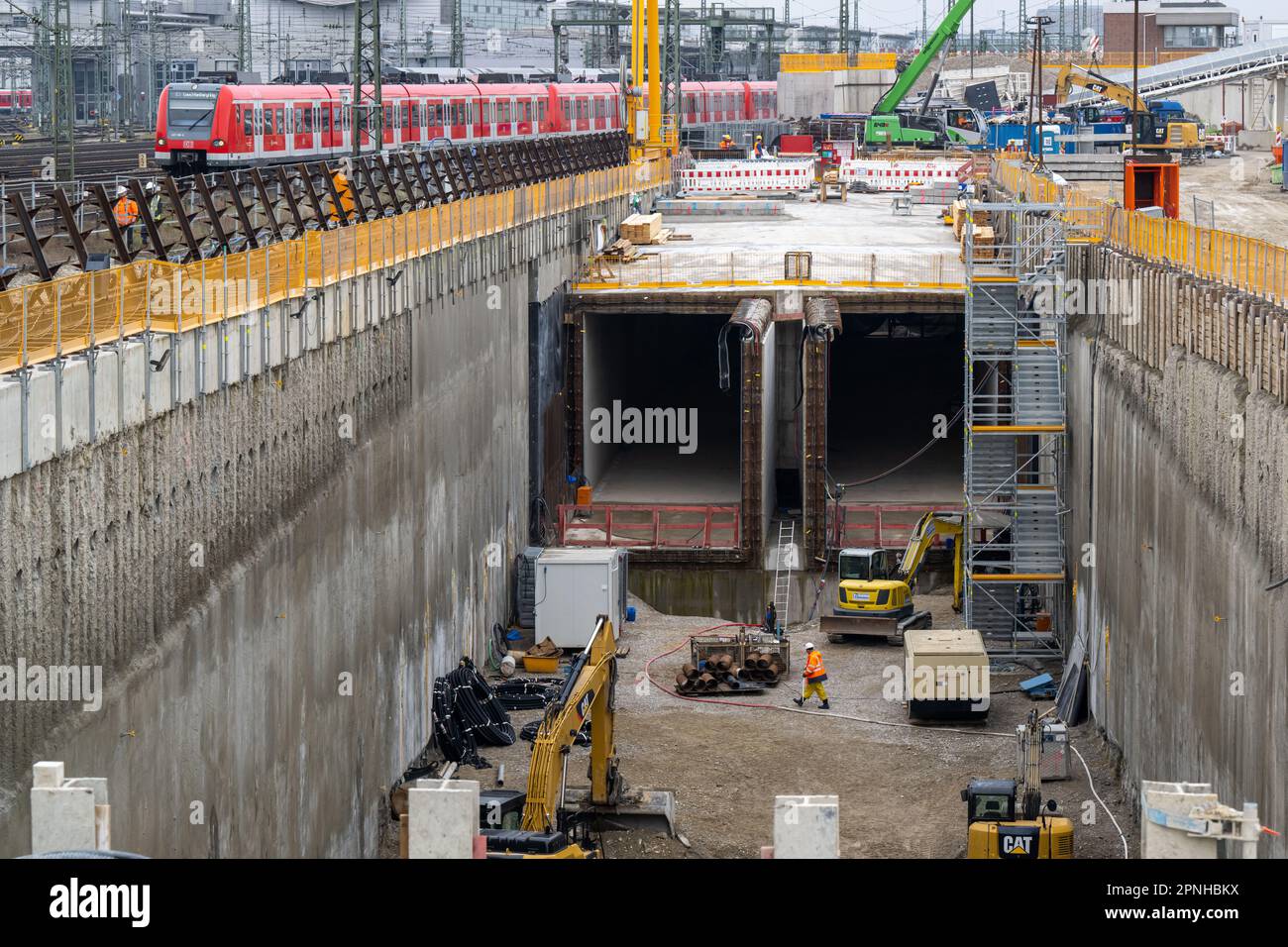 19 April 2023, Bavaria, Munich: A suburban train passes by during a ...