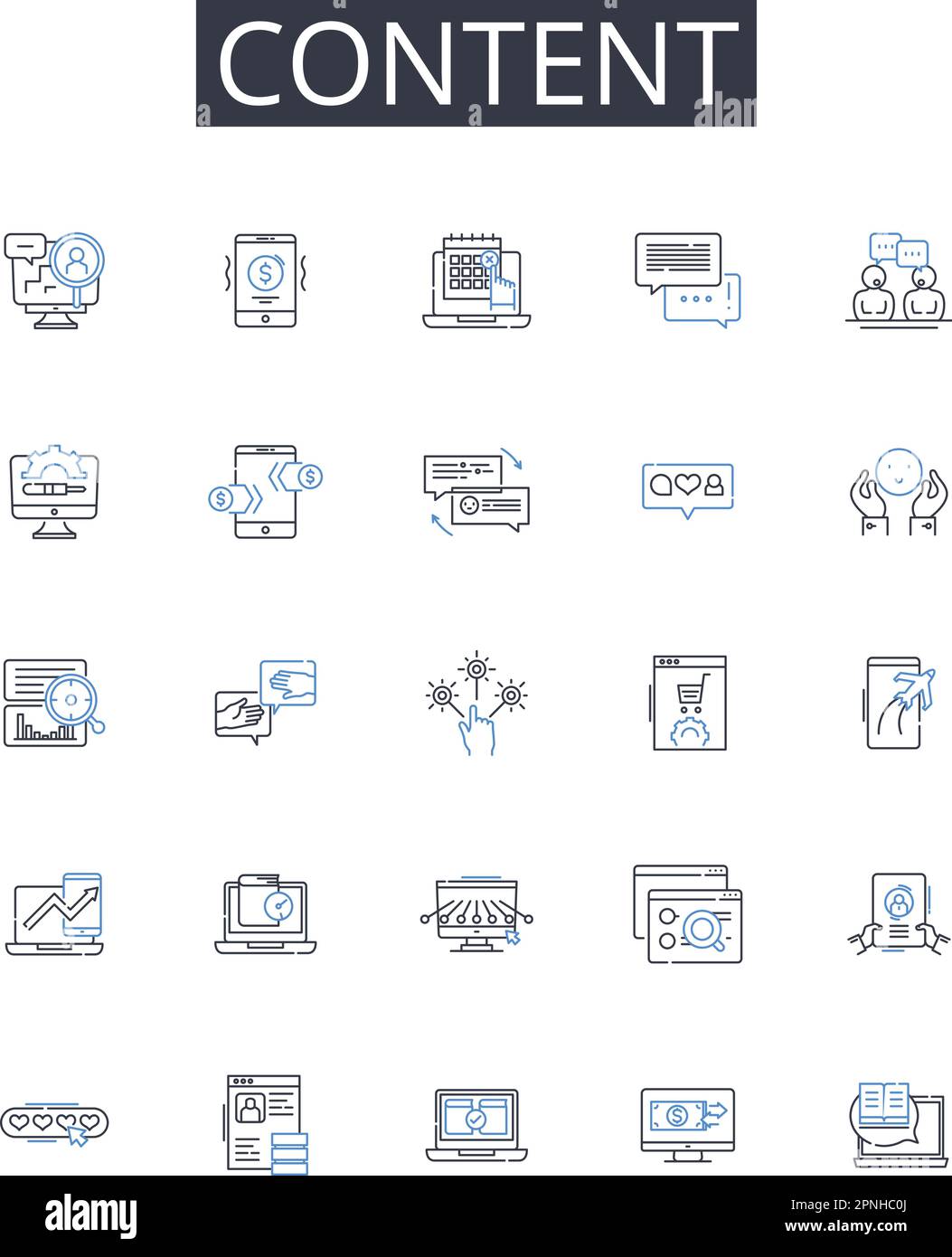 Content line icons collection. Substance, Material, Information ...