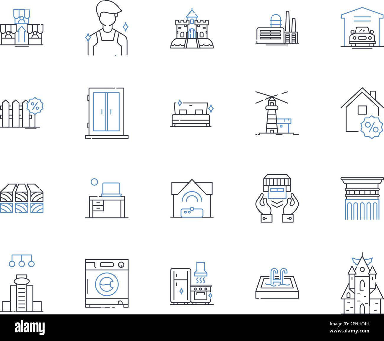 Houseland line icons collection. Home, Neighborhood, Community ...