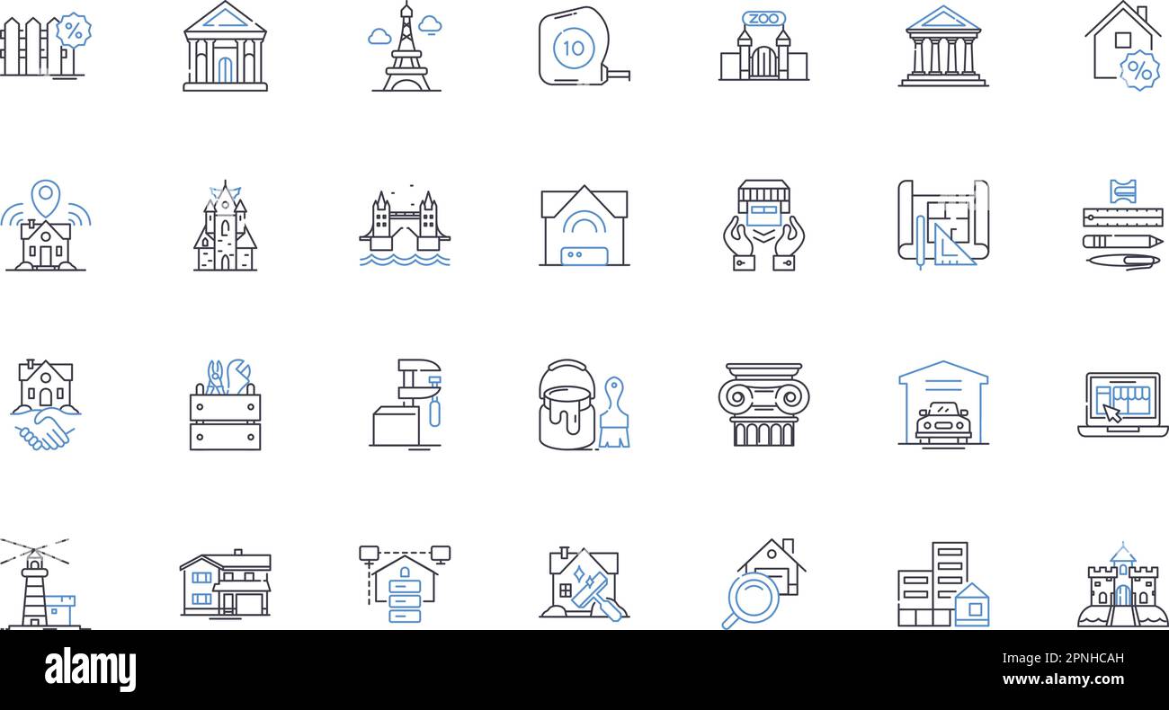 Cabin line icons collection. Cozy, Woodsy, Rustic, Charming, Secluded ...