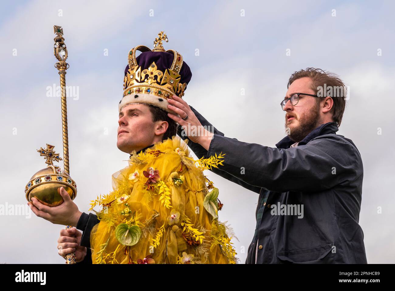 Rupert North wears a majestic robe created using an array of flowers ...