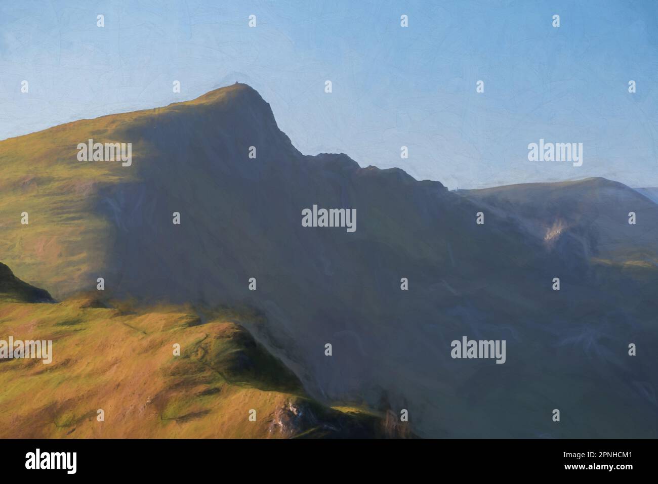 Digital painting of a sunset on Parkhouse Hill and Chrome Hill from ...