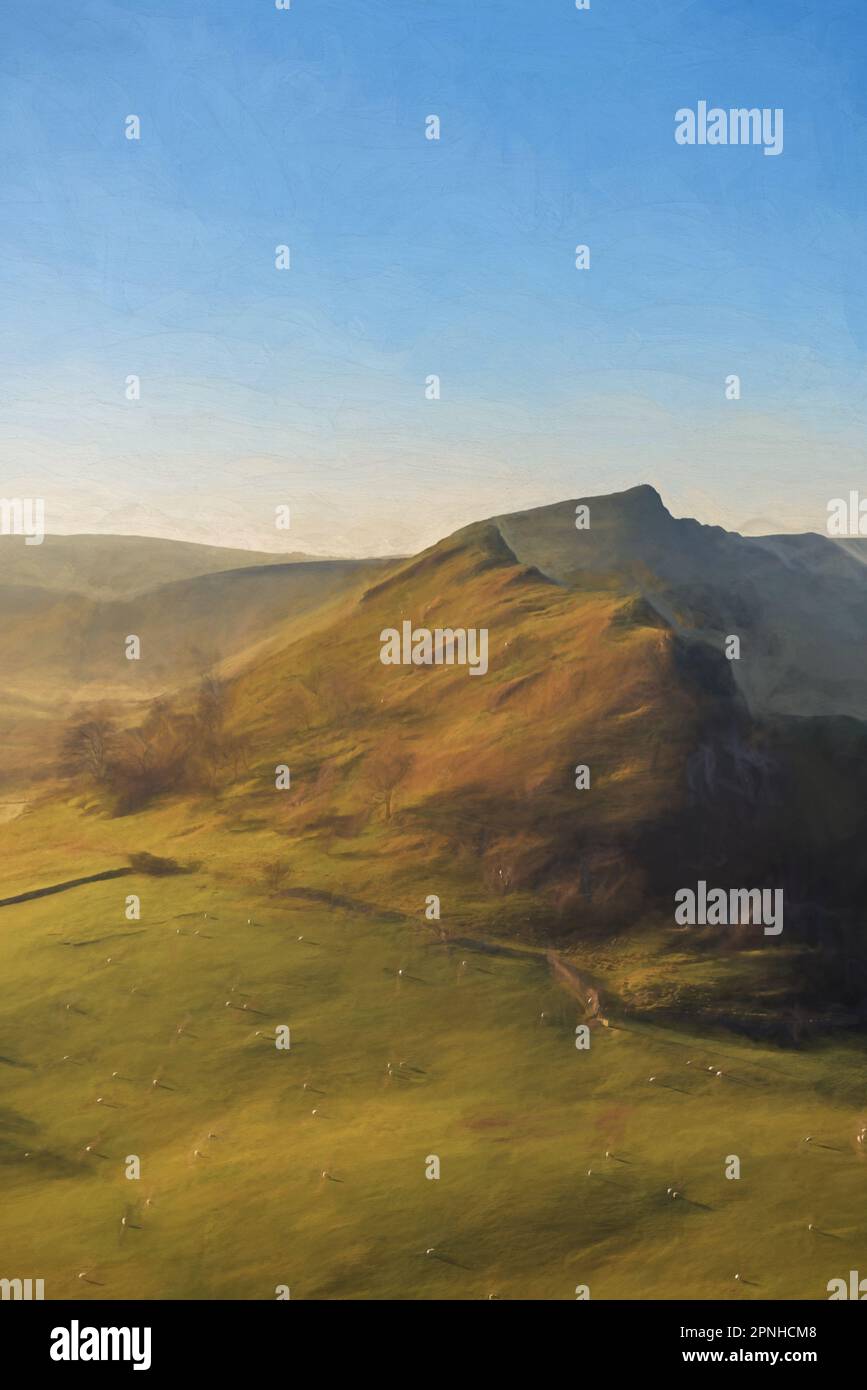 Digital painting of a sunset on Parkhouse Hill and Chrome Hill from ...