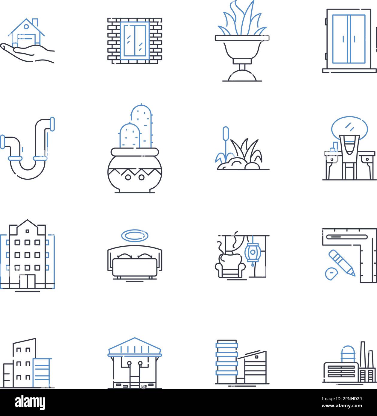 Transportation hub line icons collection. Airport, Train station, Bus ...