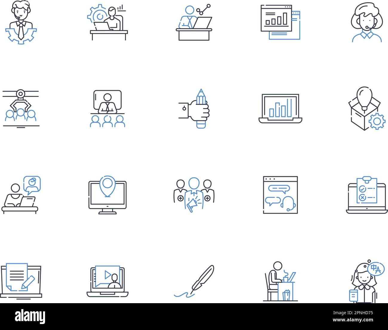 Executing Line Icons Collection Implementing Carrying Out Achieving Completing Enacting