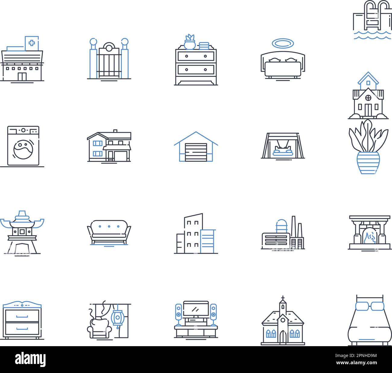 Residential decor company line icons collection. Interiors, Elegance ...