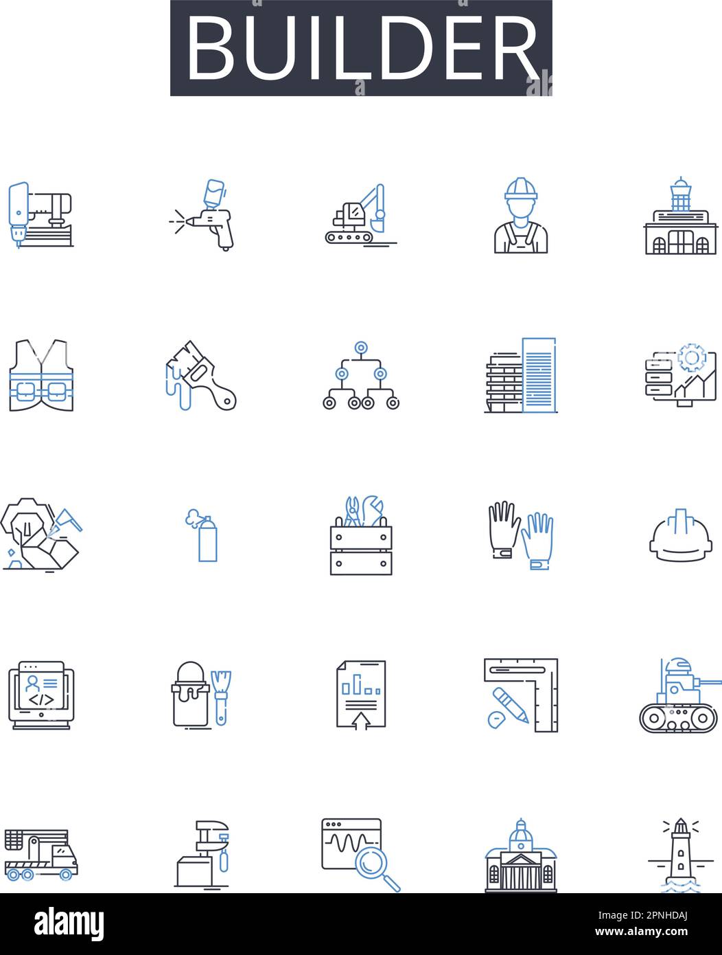 Builder line icons collection. Innovation , Creativity , Vision ...