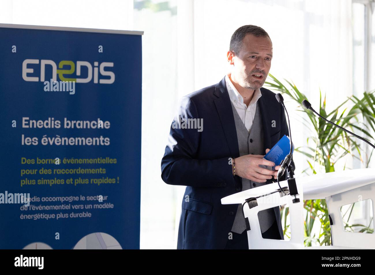 Regional Director Enedis Paris Nicolas Perrin during the inauguration ...