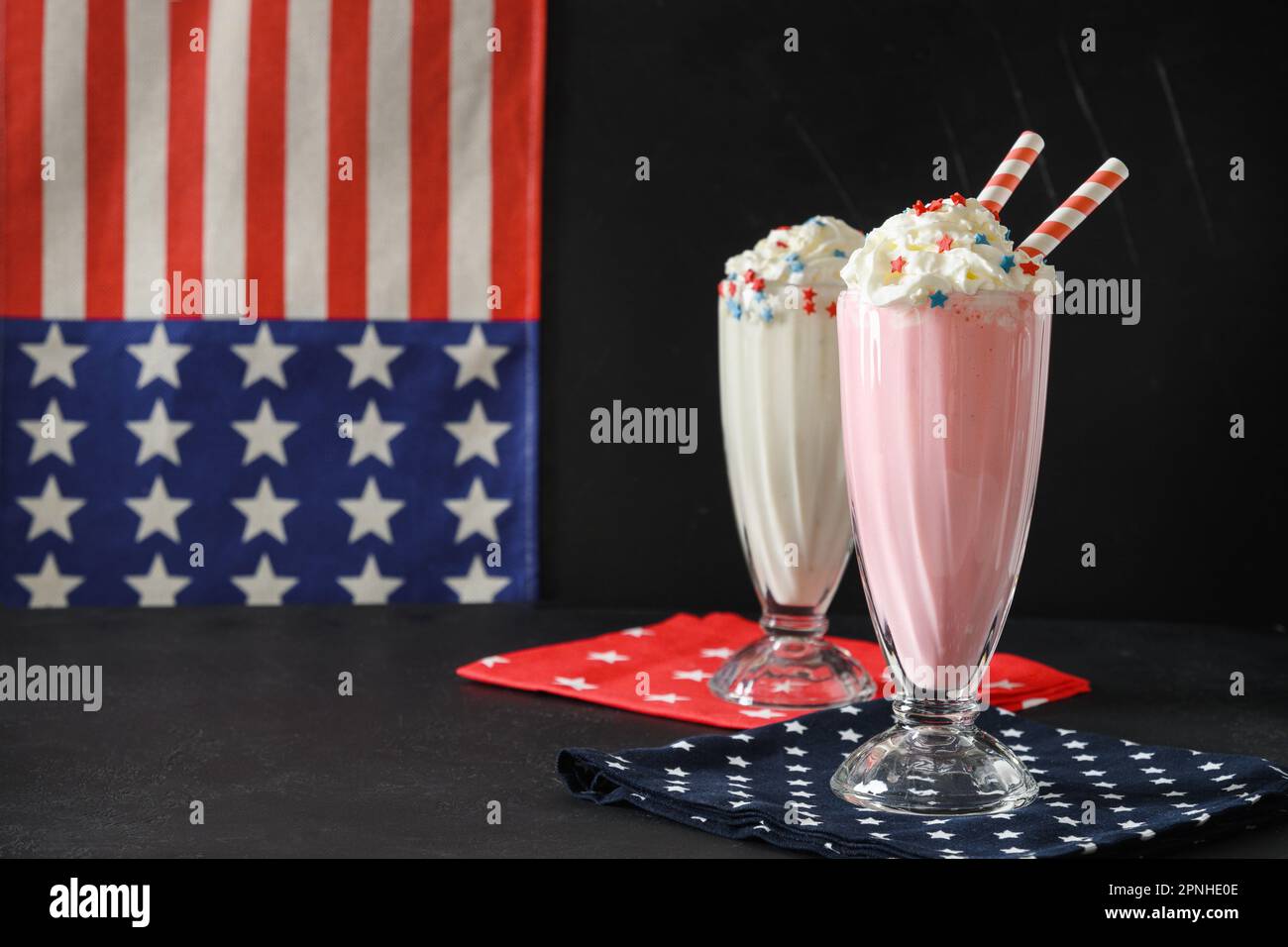 Strawberry and vanilla milkshake in glass for Patriotic Independence ...