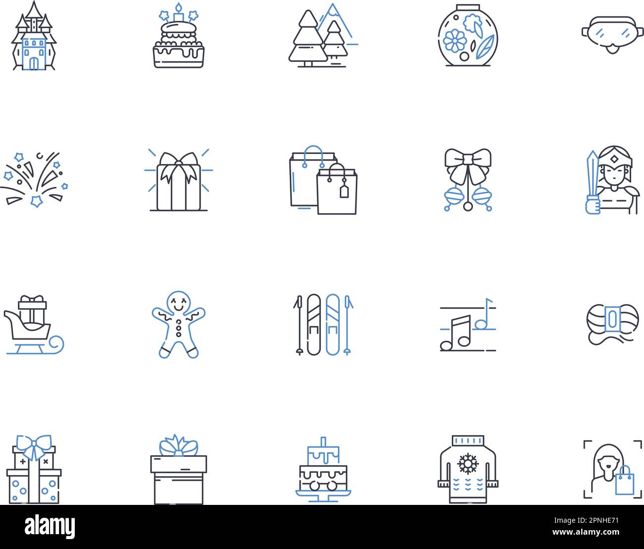 Thrilled New Year line icons collection. Resolutions, Celebrations ...