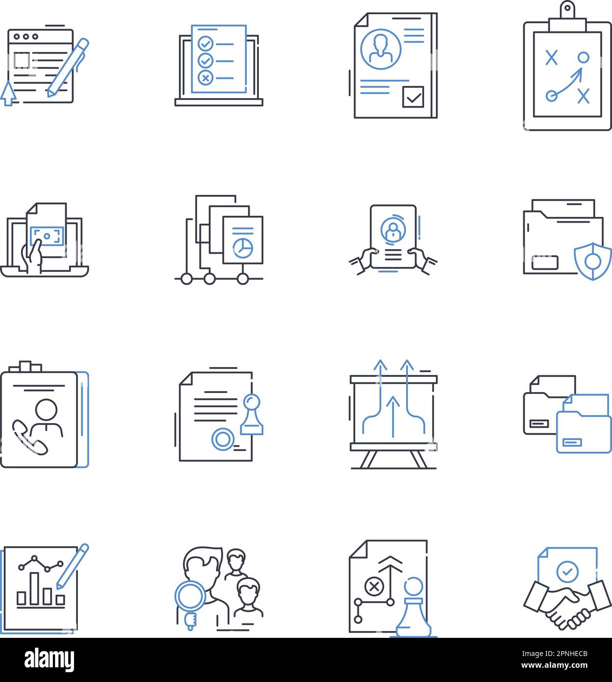 Procedures line icons collection. Protocol, Directive, Process, System ...