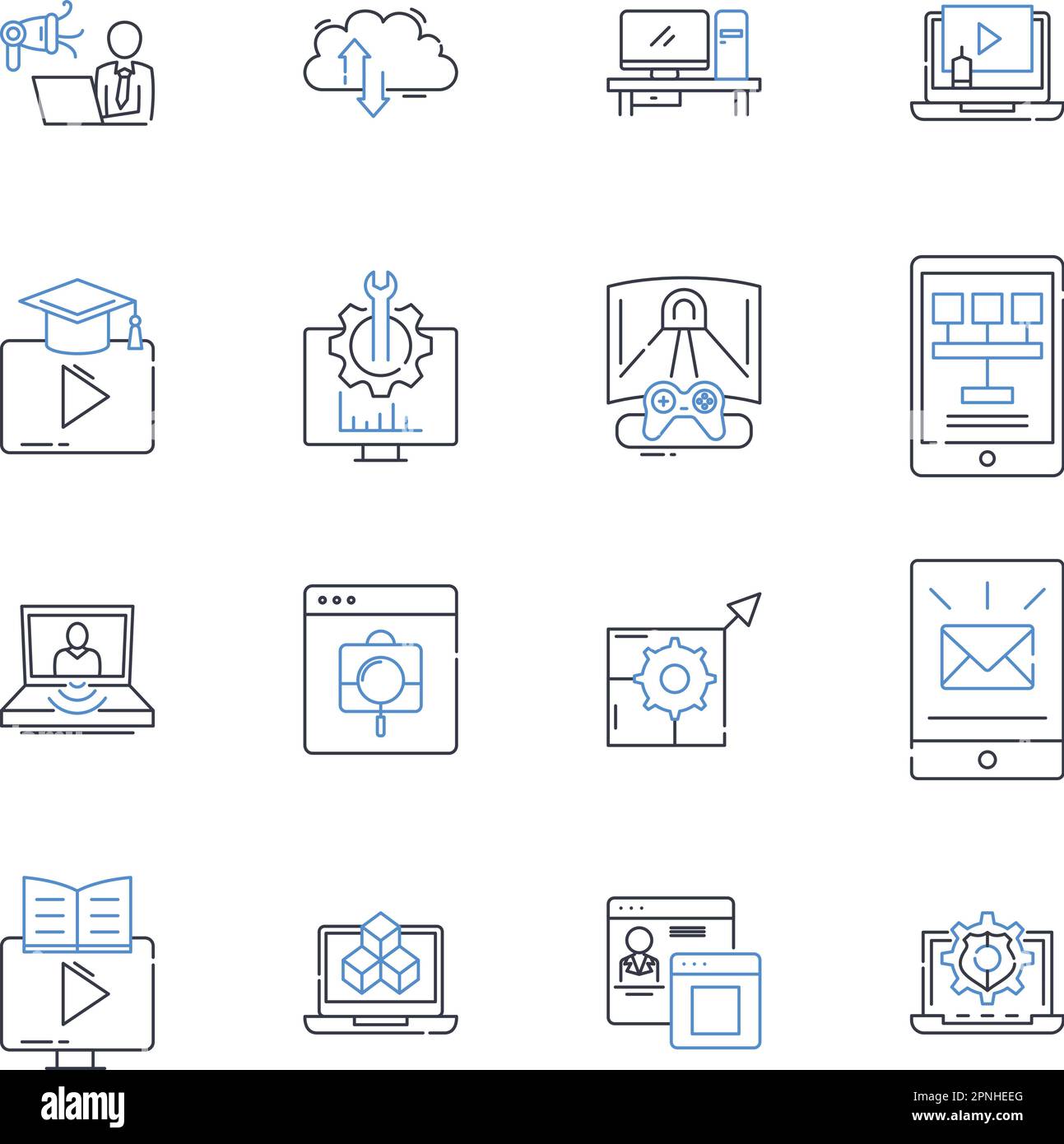 Nerk Technology Line Icons Collection Innovation Automation Efficiency Robotics Augmented