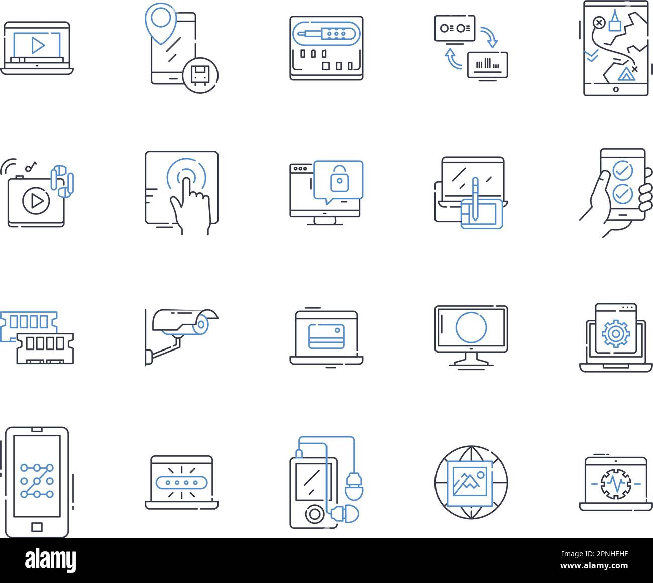 Cloud security line icons collection. Encryption, Firewall, Vulnerability, Authentication ...