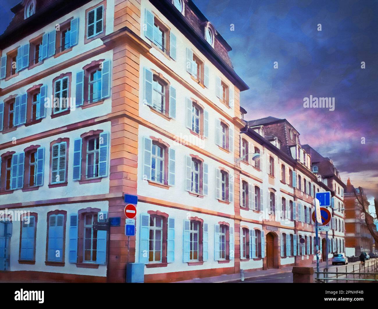 Vibrant oil painting of historic buildings in the French city of ...