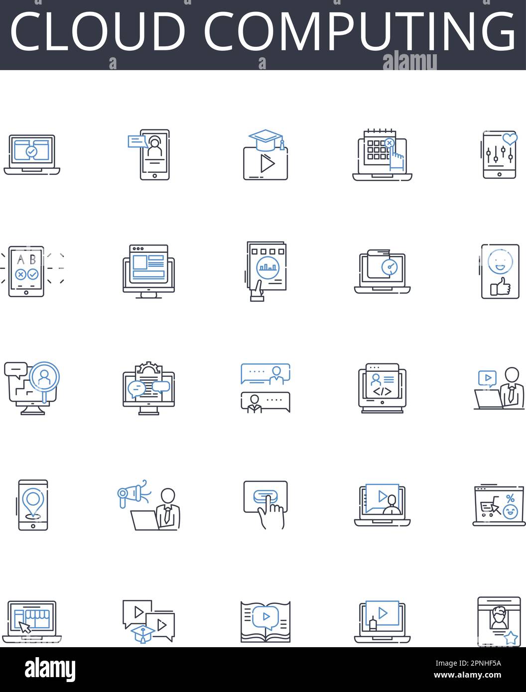 Cloud computing line icons collection. Assessment, Feedback, Review, Grading, Scorecard ...