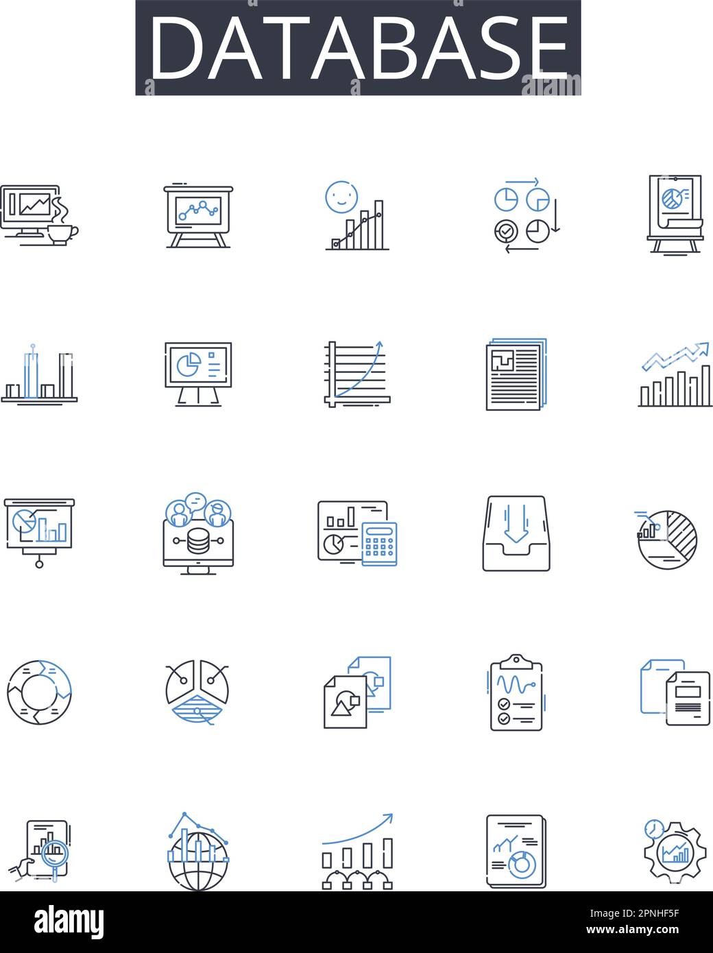 Database line icons collection. Data storage system, Data management ... Database line icons collection. Data storage system, Data management ...