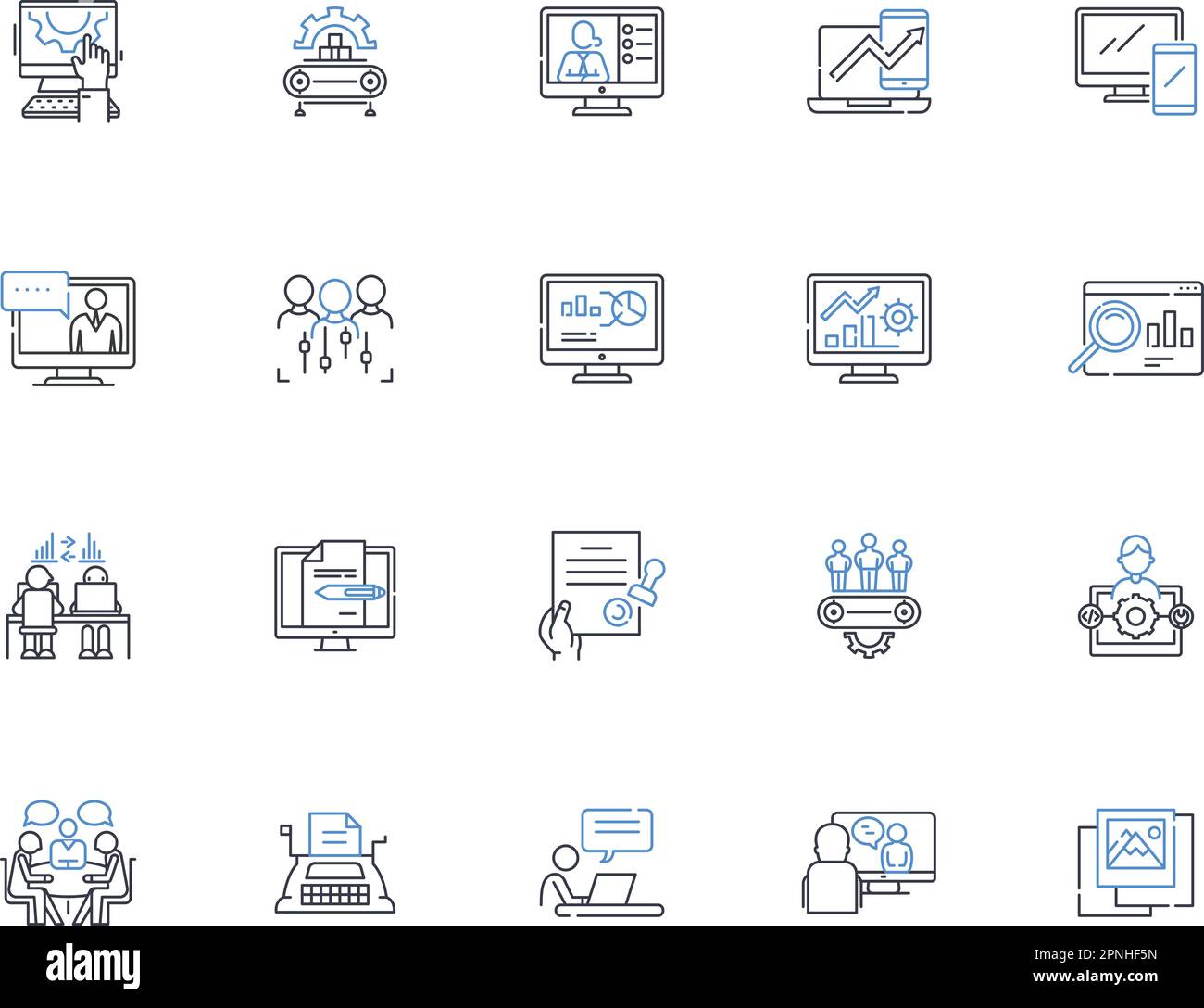Managing line icons collection. Leadership, Delegation, Coordination ...