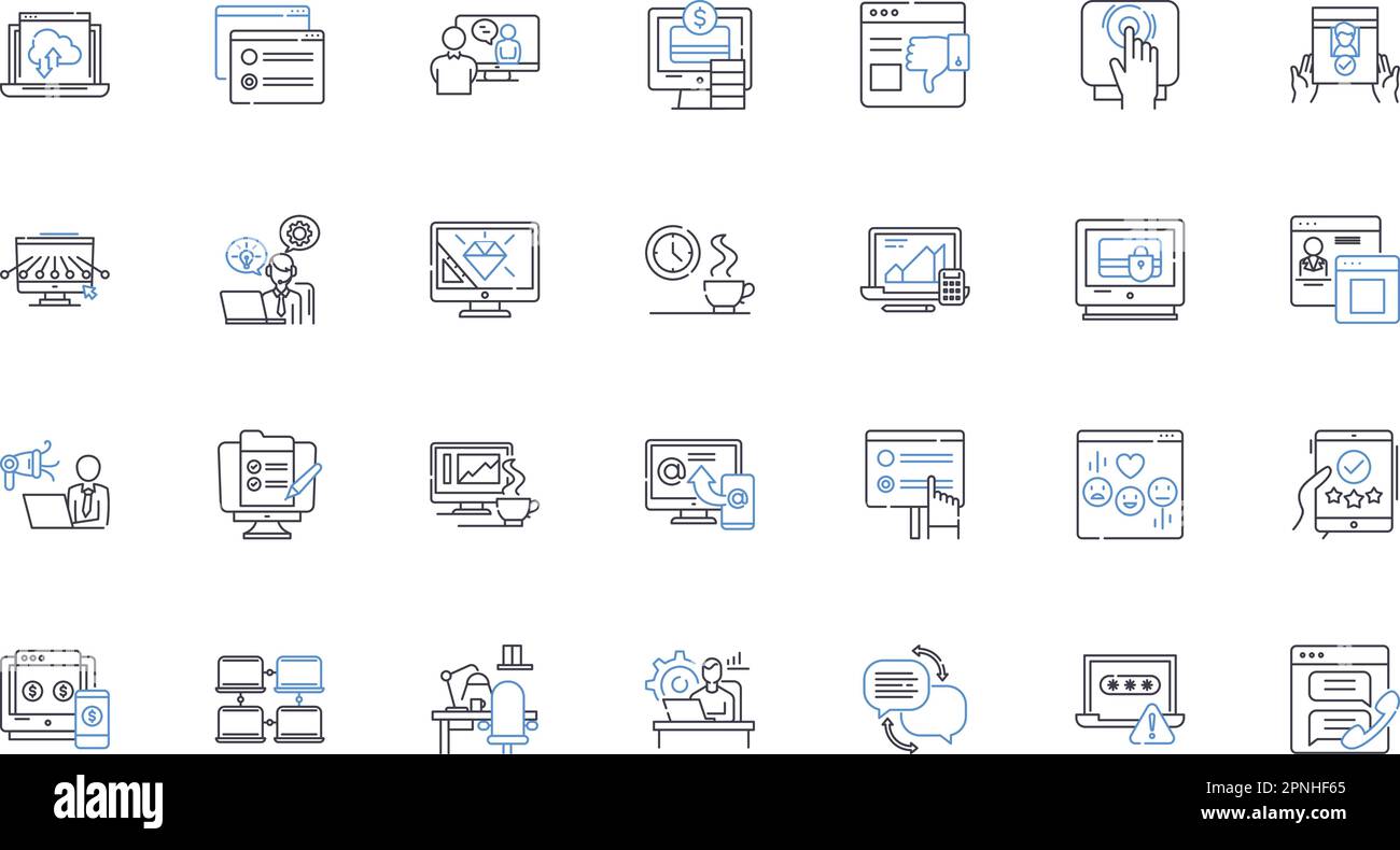 Customer acquisition line icons collection. Prospecting, Marketing ...