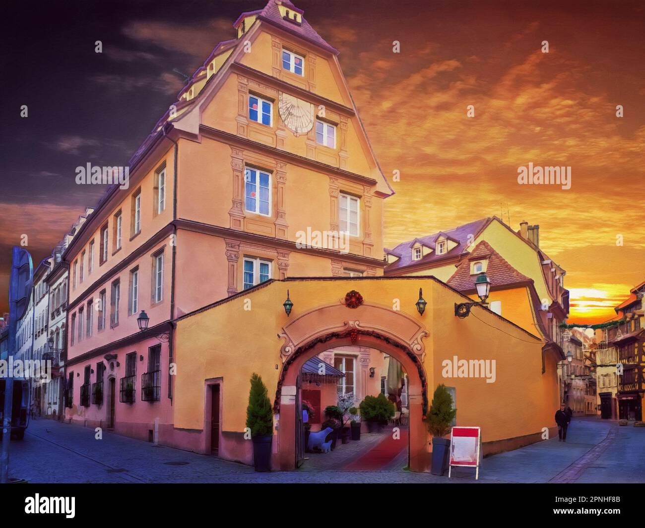 Vibrant oil painting of historic buildings in the French city of ...