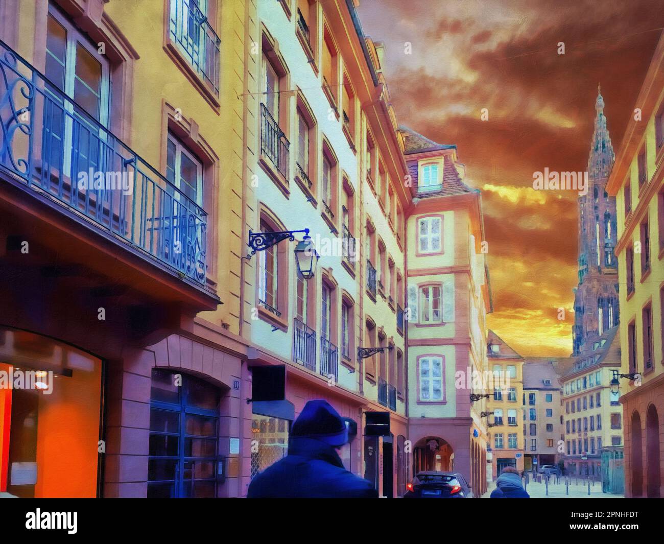 Vibrant oil painting of historic buildings in the French city of ...