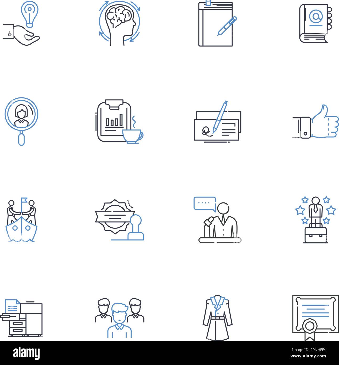 Organizational behavior line icons collection. Motivation, Leadership ...