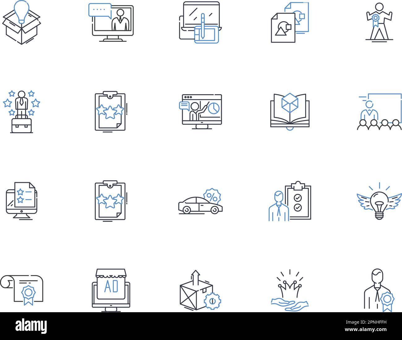 Showcasing line icons collection. Display, Exhibit, Present ...