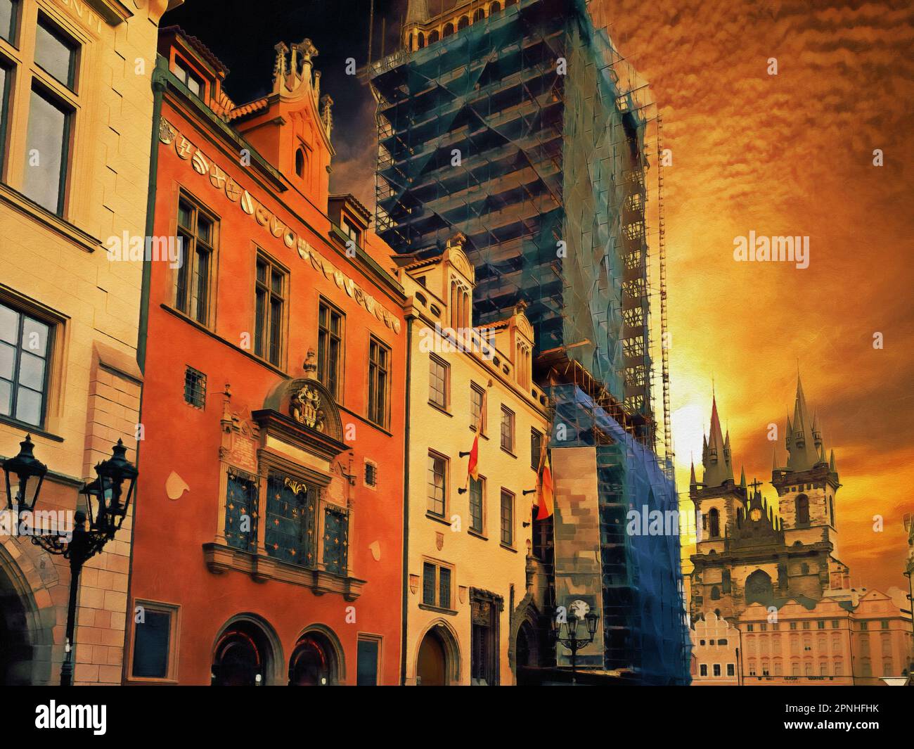 Vibrant oil painting of historic buildings in the French city of ...