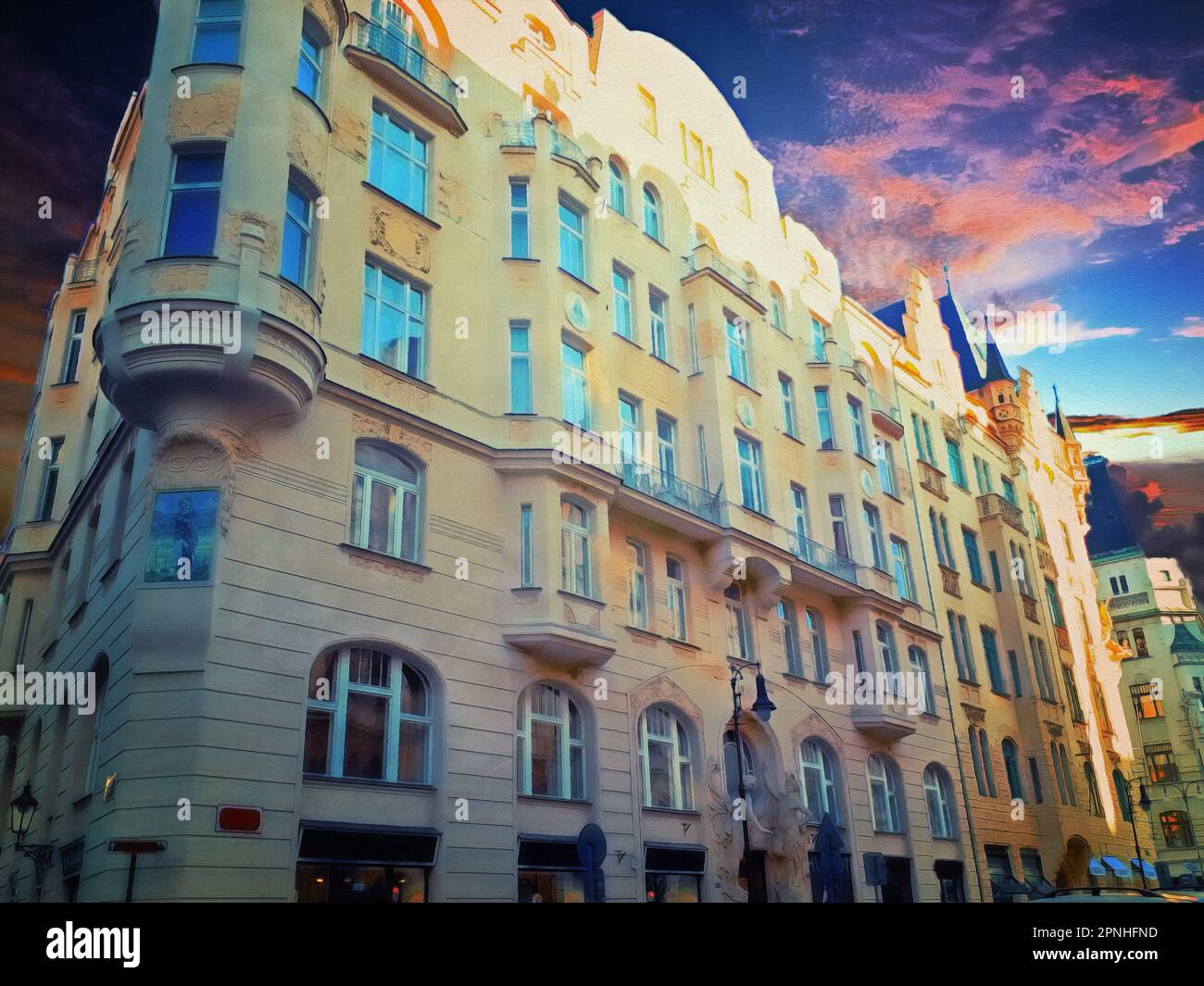 Vibrant oil painting of historic buildings in the French city of ...