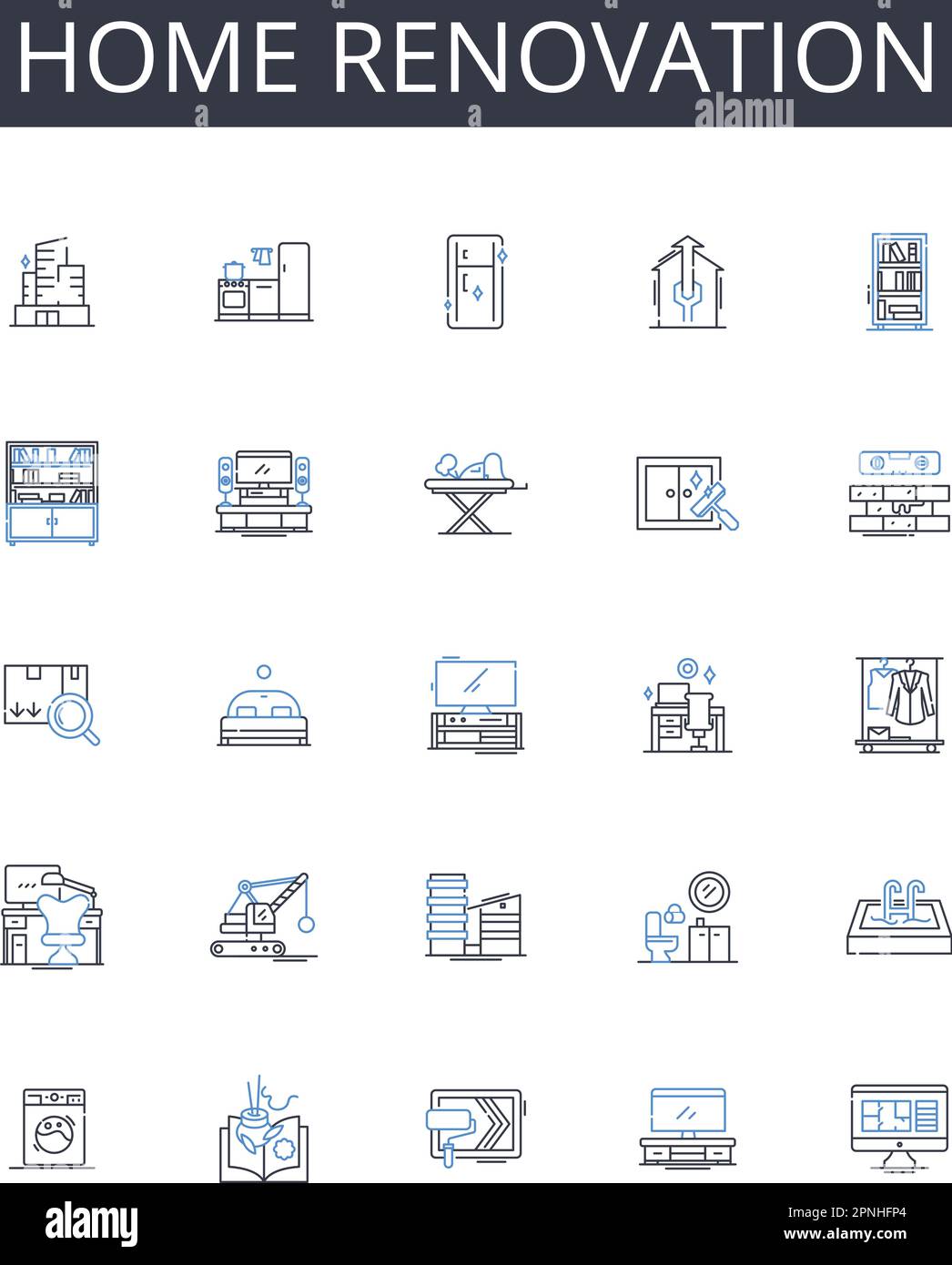 Home renovation line icons collection. House remodeling, Property ... Home renovation line icons collection. House remodeling, Property ...