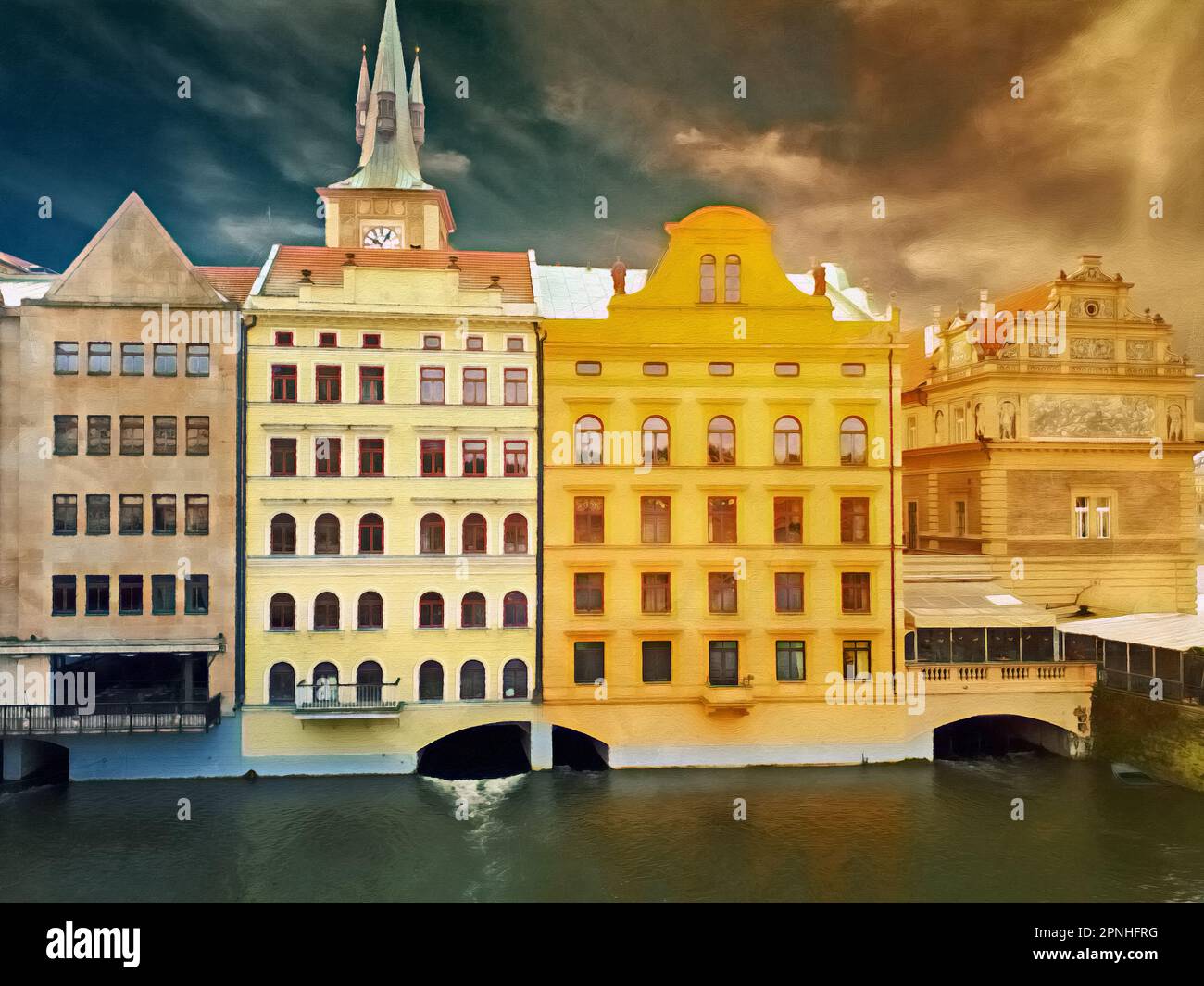 Vibrant oil painting of historic buildings in the French city of ...