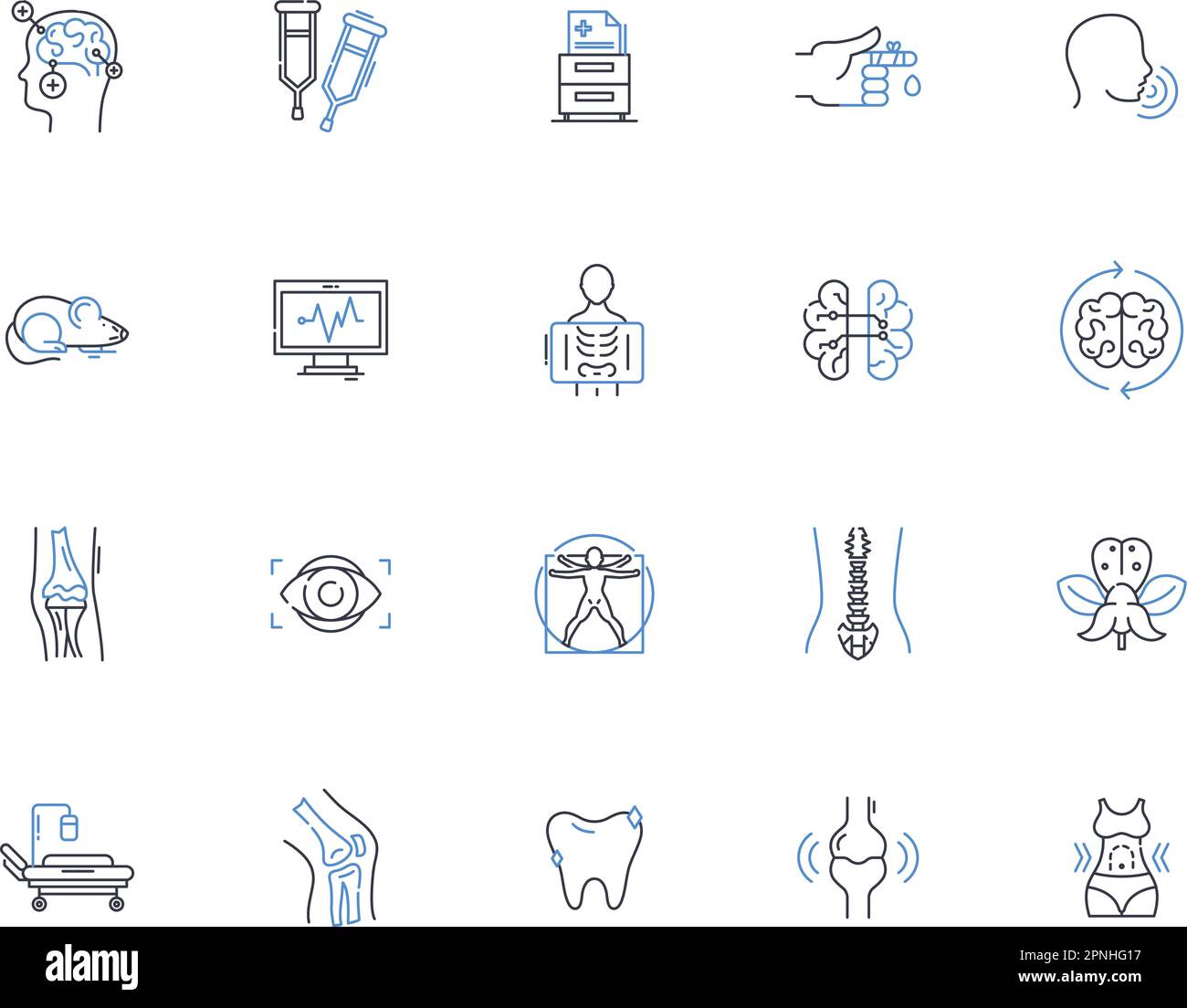 Rehabilitation unit line icons collection. Therapy, Recovery ...