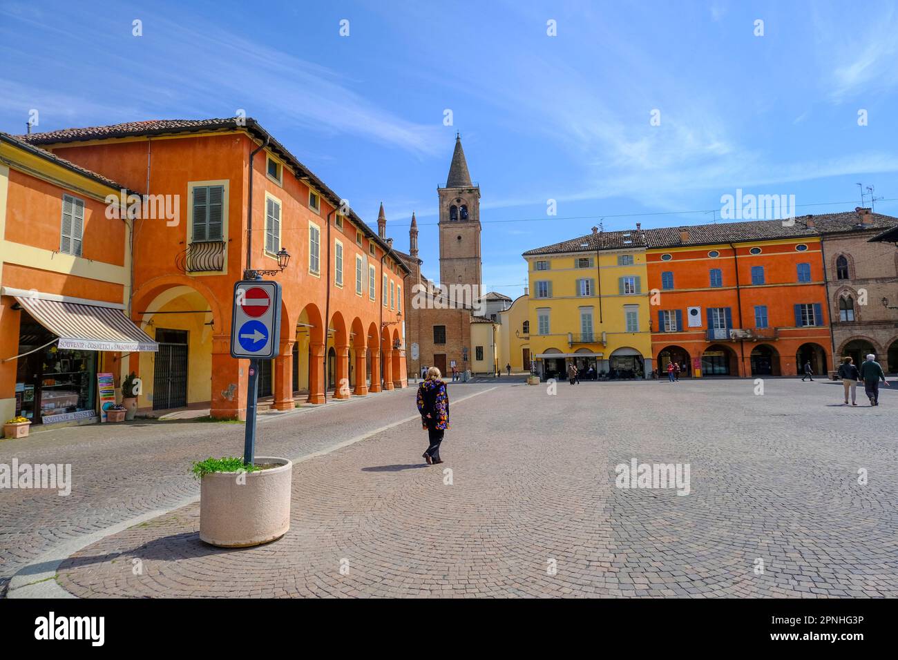 the square of Giuseppe Verdi across the colorful buildings and ...