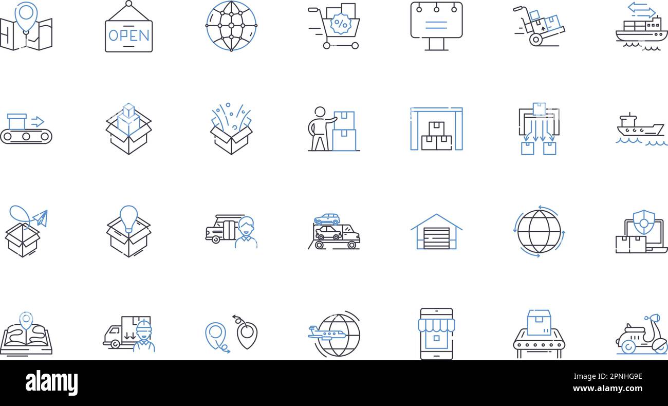 Resource pipeline line icons collection. Extraction, Collection ... Resource pipeline line icons collection. Extraction, Collection ...
