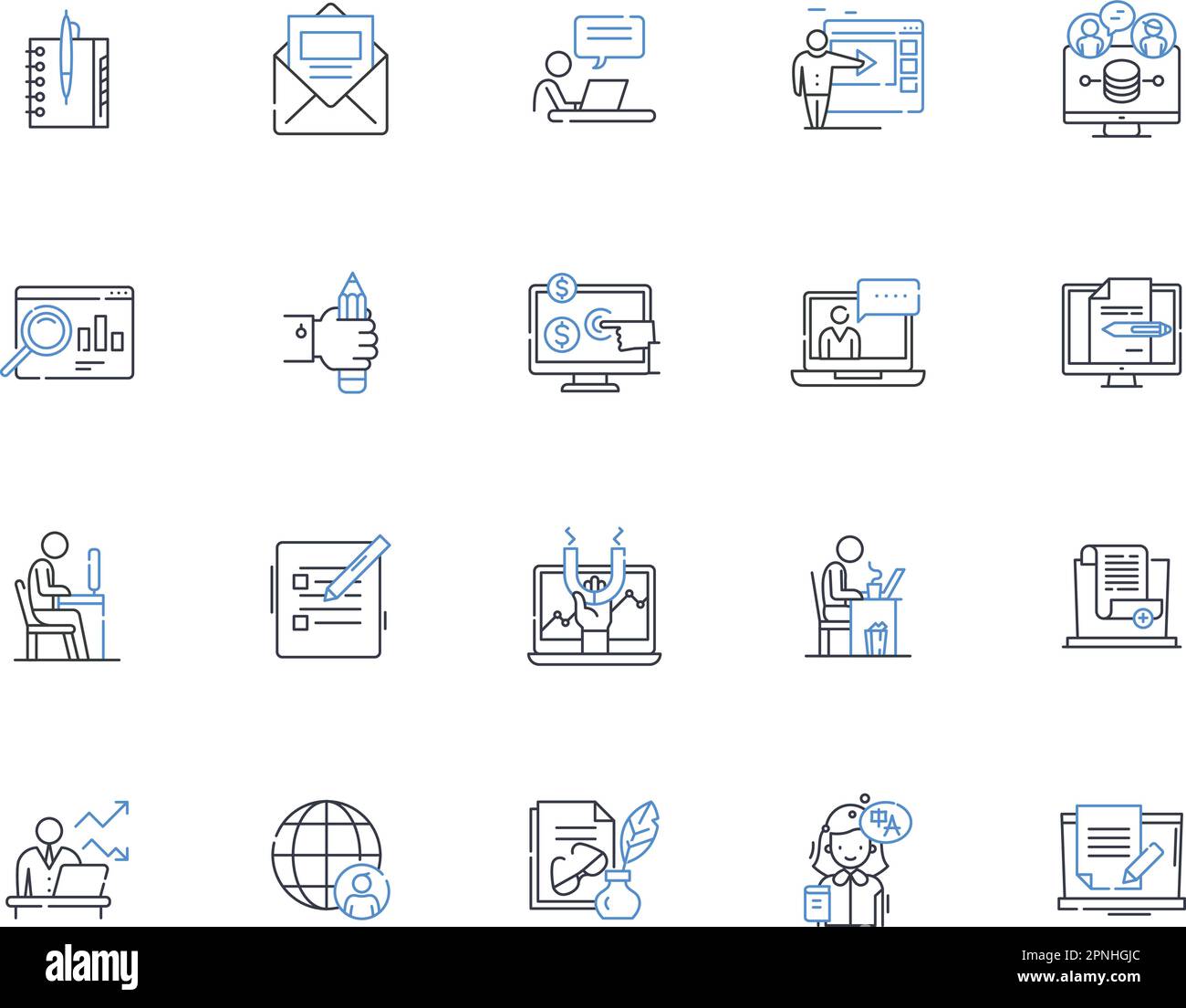 Independent contractor line icons collection. Freelancer, Contractor ...