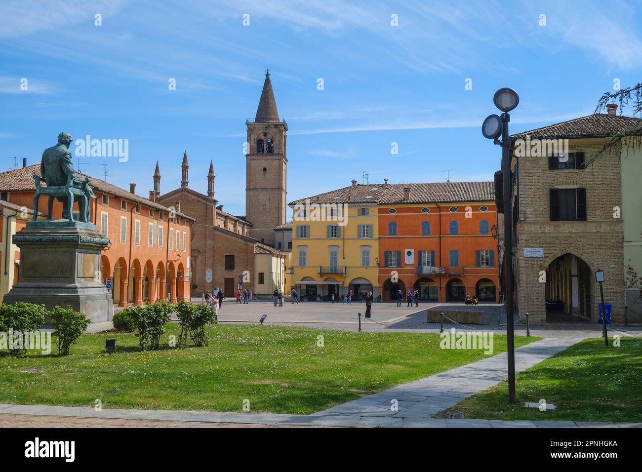 View of the statue of Giuseppe Verdi on the square of Giuseppe Verdi in ...