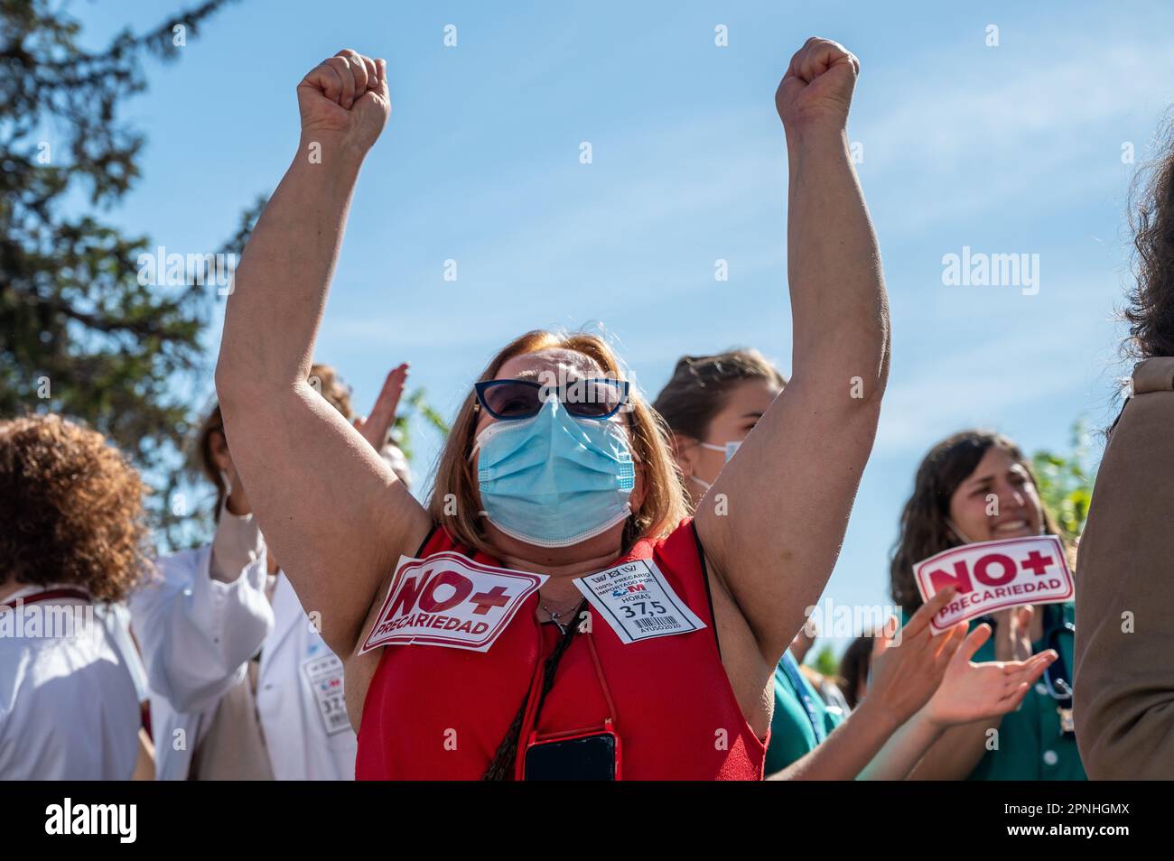 Madrid, Spain. 19th Apr, 2023. Healthcare workers protesting outside ...