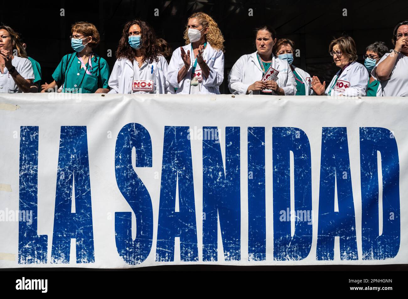 Madrid, Spain. 19th Apr, 2023. Healthcare workers protesting outside ...