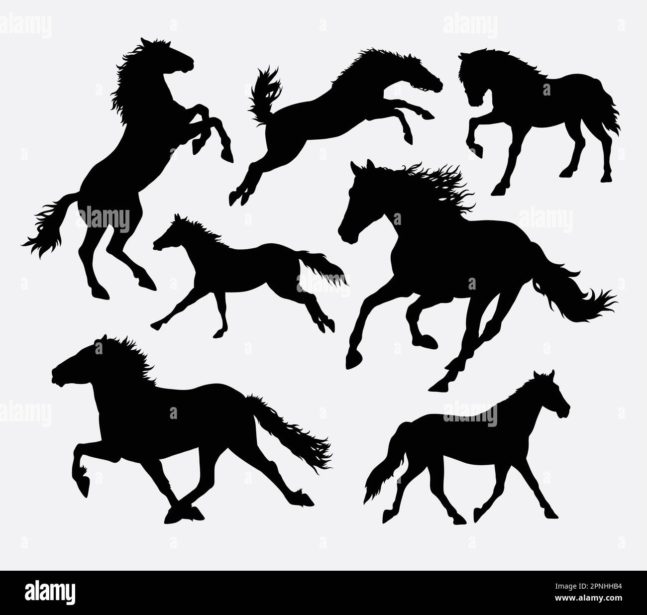 Horse running, jumping, standing, walking silhouette. Good use for ...