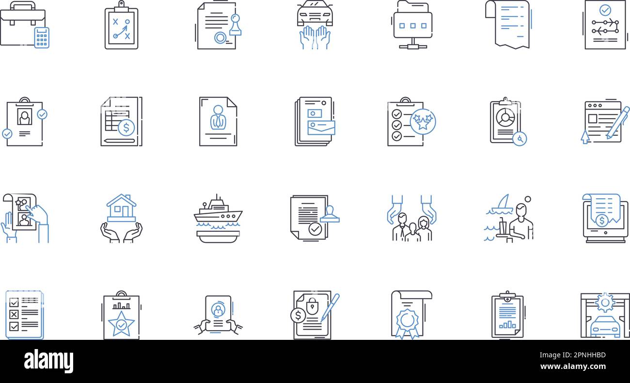 Contract Line Icons Collection Agreement Obligation Clause Negotiation Signature Terms