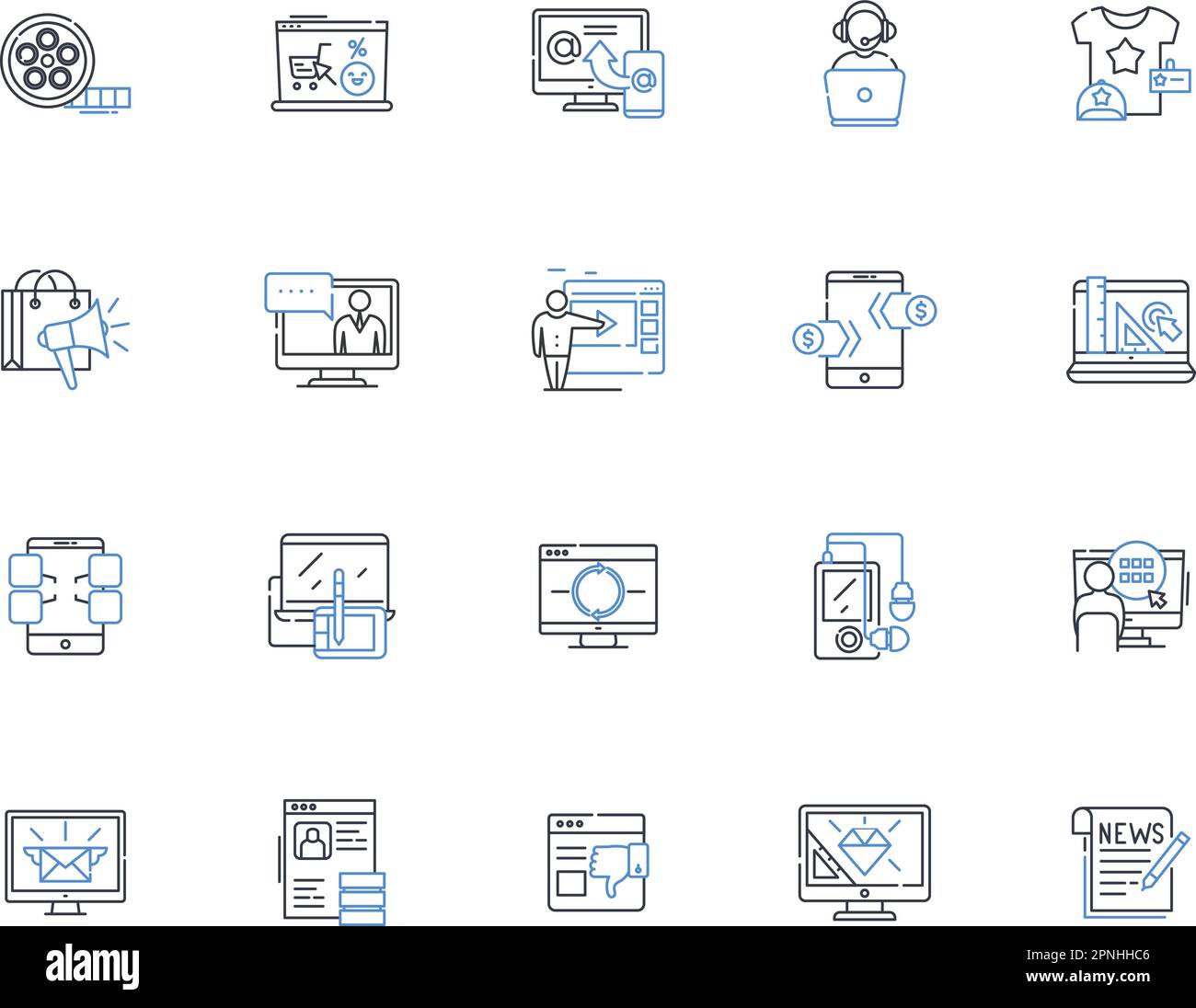 Reportage line icons collection. Investigative, Documentary, Journalism, Expose, Coverage ...