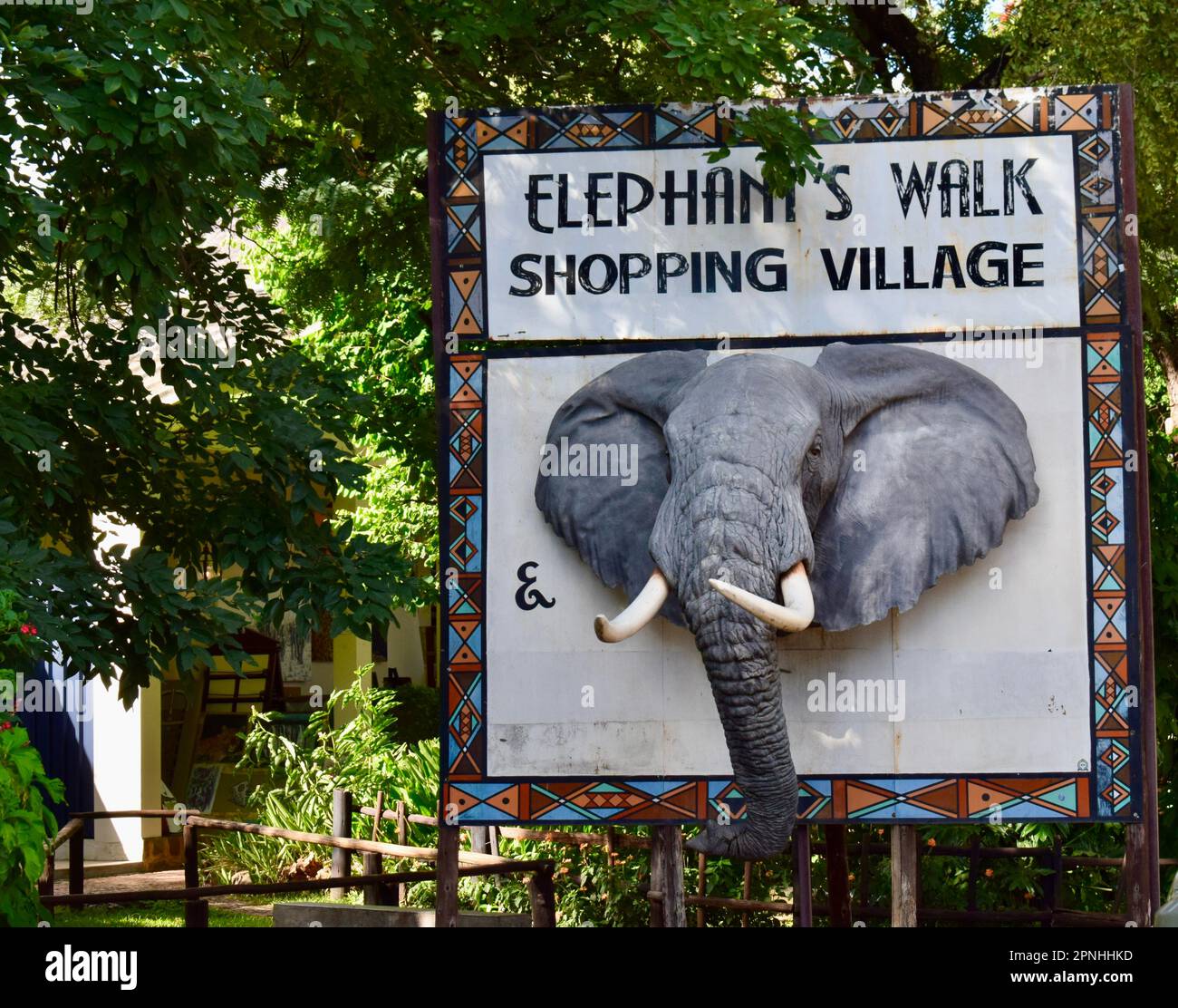 Elephant's walk shopping village sign Stock Photo - Alamy