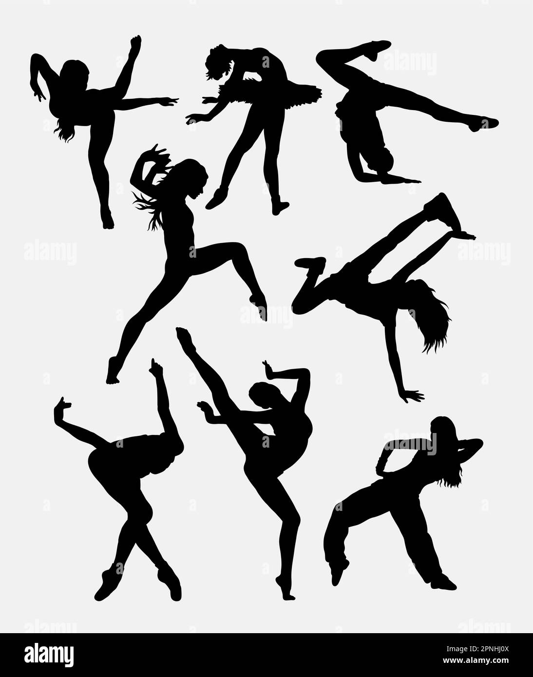 Traditional and modern dance. Male and female pose silhouette. Good use ...